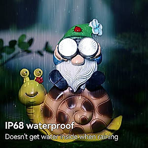 LOVERUIS Gnomes Garden Decorations Outdoor - Funny Garden Gnomes Statues Decor Outdoor Turtles Figurines with Solar Panel for Yard Porch Lawn