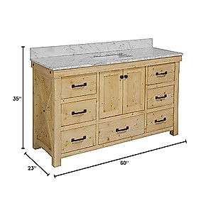 Kitchen Bath Collection Tuscany 60-inch Single Bathroom Vanity (Carrara/Driftwood): Includes Driftwood Cabinet with Authentic Italian Carrara Marble Countertop and White Ceramic Sink