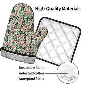 Australian Cattle Dog Oven Mitts & Pot Holders Sets Potholders with Hanging Loop Non-Slip Kitchen Cooking Gloves for BBQ Baking Grilling