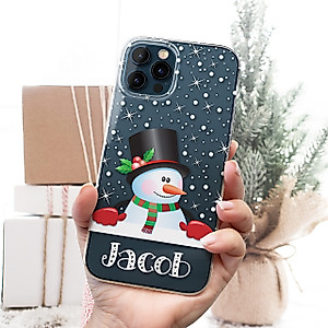 Case Charming Christmas Snowman Case Personalized for iPhone 15 14 Pro Max 13 mini 12 11 XS XR X 10S 10R 10 8 Plus 7 SE Clear Slim Soft Flexible TPU Rubber Cover