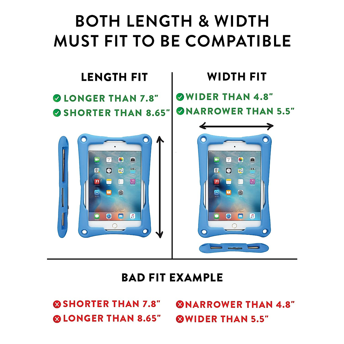 Cooper Trooper Rugged Case for 7.9, 8, 8.4, 8.7, 8.9" Tablets | Tough Bumper Protective Shock Proof Kids Holder Carrying Cover Bag, Stand, Strap