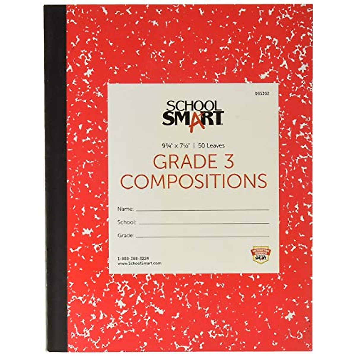 School Smart Skip-A-Line Composition Books - Grade 3, 50 sheets, Red