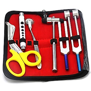 PRECISE CANADA Set Of 6 Pcs Reflex Percussion Buck Hammer + Penlight +tuning Fork C 128 C 512 + Bandage Scissors 7.25" + Wartenberg Pinwheel