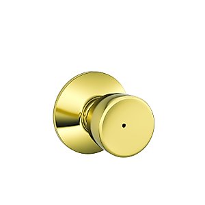 Schlage F40-BEL-605x625 Bright Brass/Polished Chrome Privacy Bell Style Knob
