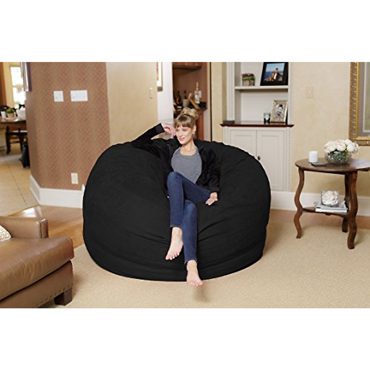 Chill Sack Bean Bag Chair: Giant 6' Memory Foam Furniture Bean Bag - Big Sofa with Soft Micro Fiber Cover, Black