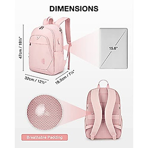 BAGSMART Laptop Backpack for Men College Backpacks 15.6'' Notebook Work Travel Backpack for Men (15.6 inches, pink)