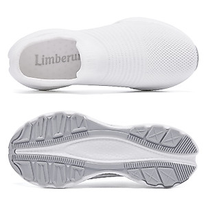 Limberun Walking Sock Shoes Womens Casual Mesh Sneakers Non Slip Elastic Sock Casual Lightweight Comfort Work Shoe White 9