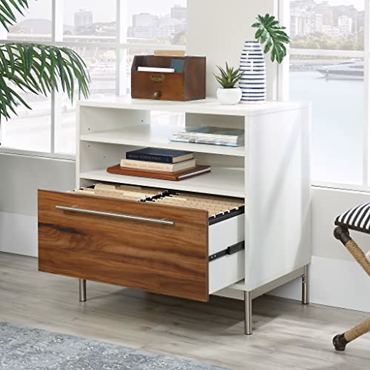 Sauder Vista Key Lateral File Pedestal, L: 30.00" x H: 18.54" x W: 30.08", Pearl White Finish