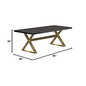 Conway Collection Conway X-Trestle Base Dark Walnut and Aged Gold Dining Table (191991)