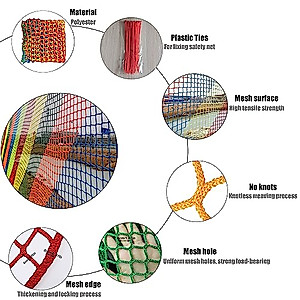 KACQIHTU Rope Net Kids Safety Netting Stair Balcony Railing Child Safety Net Playground Netting Patio Fence Protection Net Pet Toy Anti-Fall Rope Netting Multicolour