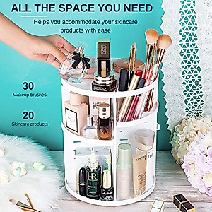 alcora life 360 Rotating Makeup Organizer, Makeup Spinning Organizer Rotating Organizer Desk for White Makeup Holder Lazy Susan Organizer Dresser- 7 Adjustable Layers with 4 Trays