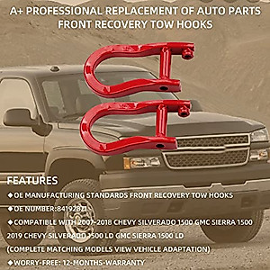 Front Tow Hooks Compatible with 2007-2019 Chevy Silverado GMC Sierra 1500 2019 Chevy Silverado GMC Sierra 1500 LD Replace 84192871