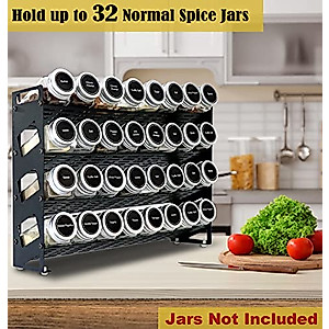 Ardier 4 Tier Countertop Spice Rack Organizer for Kitchen Cabinet Pantry or Wall Mount, Matte Black (Jars Not Included)