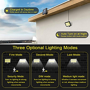 Flaow Solar Lights Outdoor, 2 Pack 320 COB LED Wired Motion Sensor Security Flood Light with 16.4Ft Cable, Adjustable 3 Modes, IP65 Waterproof Wall Lights for Garage Garden Yard(5800K)