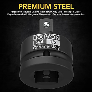LEXIVON 3/4-Inch Impact Socket Adapter, 3/4" Female x 1/2" Male Reducer | Chrome-Molybdenum alloy steel = Fully Impact Rated (LX-402)