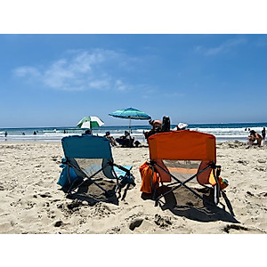 Funcode Low Beach Camping Folding Chair with Cooler bag,Heavy Duty Portable Chair with Carry Bag for Camping, Beach, Picnic, Barbeques, Sporting Event.(BLUE-2)