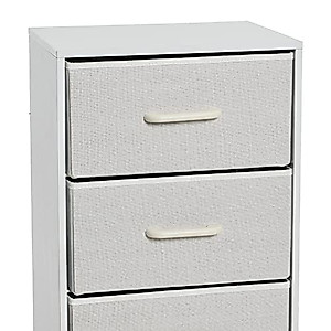 Household Essentials White 4 Drawer Bed Side Table