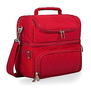 ONIVA - a Picnic Time brand, Pranzo Lunch Bag, Insulated Lunch Box with Picnic Set, Lunch Cooler Bag, (Red)