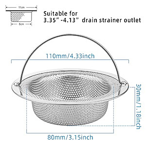 haodex 2PCS Stainless Steel Kitchen Sink Strainer,4.33" Diameter