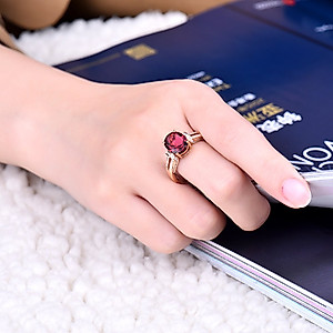 Lanmi 14k Rose Gold Natural Pink Green Tourmaline Diamonds Ring Engagement Wedding for Women Promotion