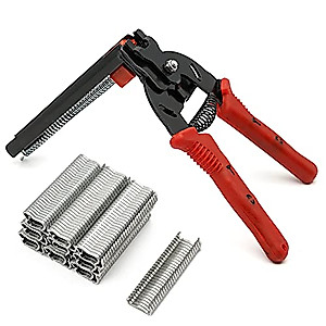 Hog Ring Pliers, Wire Cage Pliers With 600PCS M Clips Pet Cage Clamp Birdcage Cat Dog Chicken Rabbit Animal Cage Building Tools (red)
