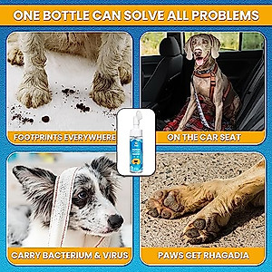 Be Happy Paw Dog Paw Cleaner 6.8fl oz No-Rinse Waterless Shampoo Foam Paw Cleanser with Silicone Brush and Microfiber Towel, Natural Pet Paw Cleaner for Dogs and Cats