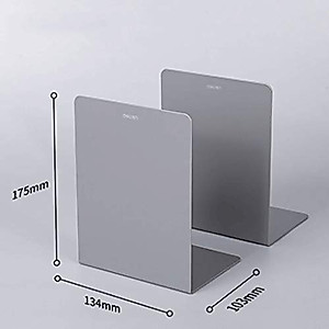 UPJAKS Book Ends Simplicity Bookends, Universal Economy Metal Book Ends for Shelves, Non-Skid Bookend, Heavy Duty Metal Book End, Book Stopper Book Stopper (Color : Grey)