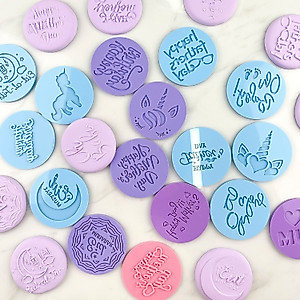 Crethinkaty Baby Shower Fondant Embosser "Oh Baby with Footprint" Shape 3D Design Cookie Stamp for Baking Cookies,Decorating Cake/Sugar Paste/Cupcake