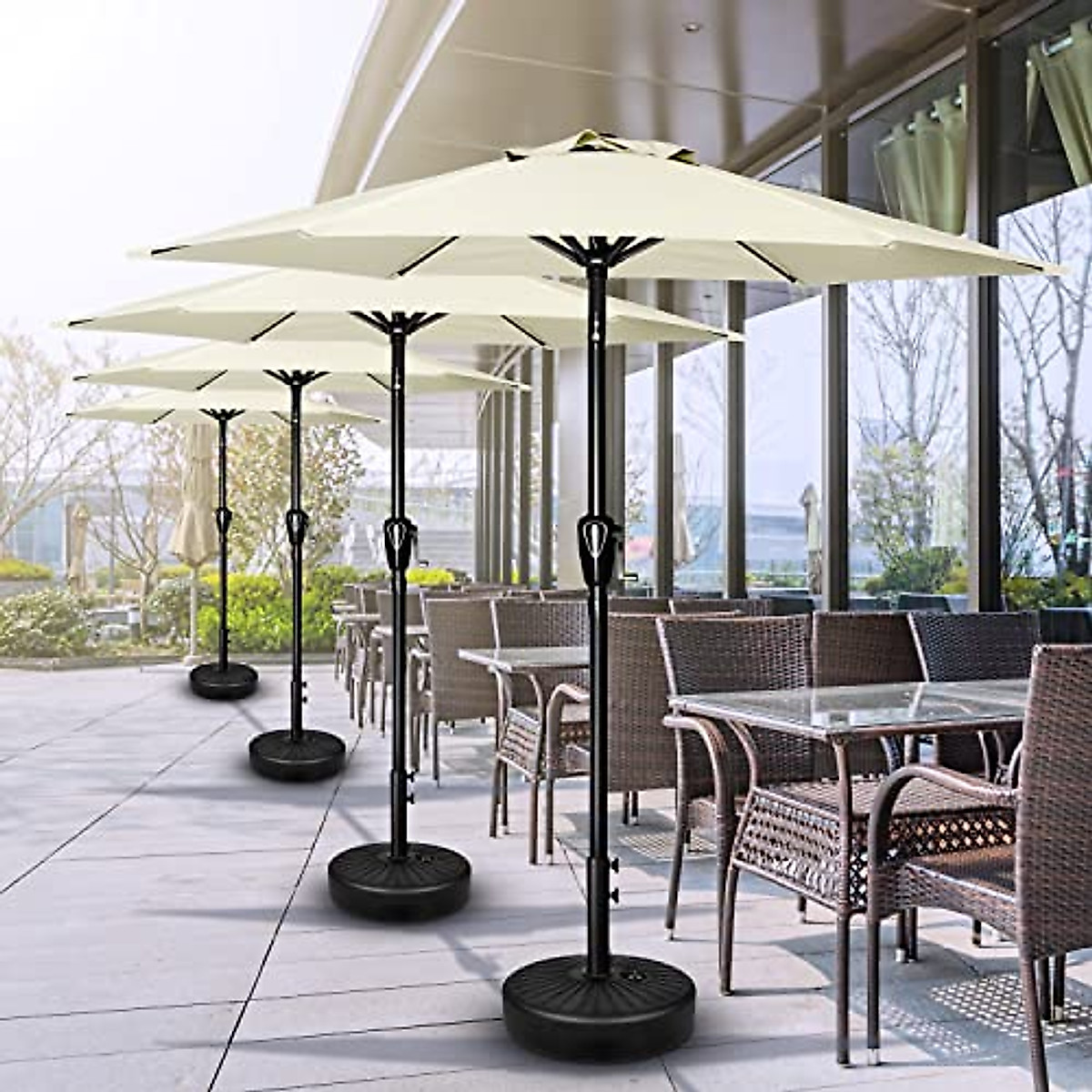 Simple Deluxe 7.5ft Patio Umbrella Outdoor Table Market Yard Umbrella with Push Button Tilt/Crank, 6 Sturdy Ribs for Garden, Deck, Backyard, Pool, Beige