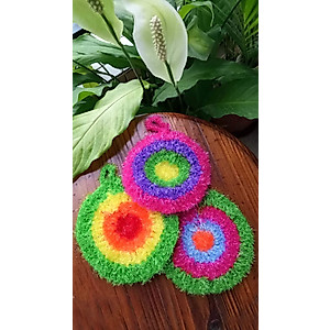 JC1927 Decorative Dish Scrubber Non Scratch Cleaning Pad Cute Dish Net Clothes for Kitchen Washing Dishes Cleaning Net 3 Pack