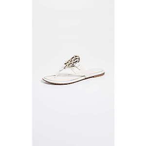 Tory Burch Women's Metal Miller Flip Flops, Bleach/Gold, 7.5 Medium US