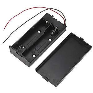 Semetall 18650 Battery Storage Case 4 Pcs 2 Slots x 3.7V for 2x18650 Batteries Holder Box Container with ON/Off Switch 18650 Battery Holder with Leads Wire(Black)