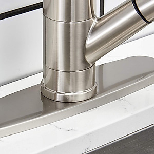 Comllen Commercial Small Kitchen Faucet Brushed Nickel, Stainless Steel Single Handle Pull Out Kitchen Sink Faucet, Single Hole Low Kitchen Faucets with Sprayer