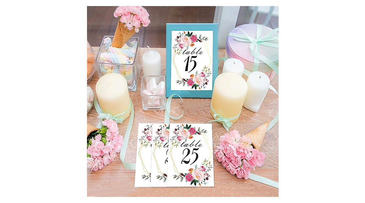 Floral Table Number Cards 1-26, Geometric Floral Table Cards - Double ...