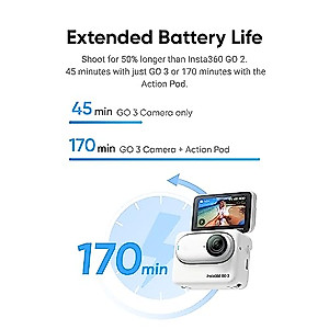 Insta360 GO 3 (64GB) – Small & Lightweight Action Camera, Portable and Versatile, Hands-Free POV, Mount Anywhere, Stabilization, Multifunctional Action Pod, Waterproof, for Travel, Sports, Vlog