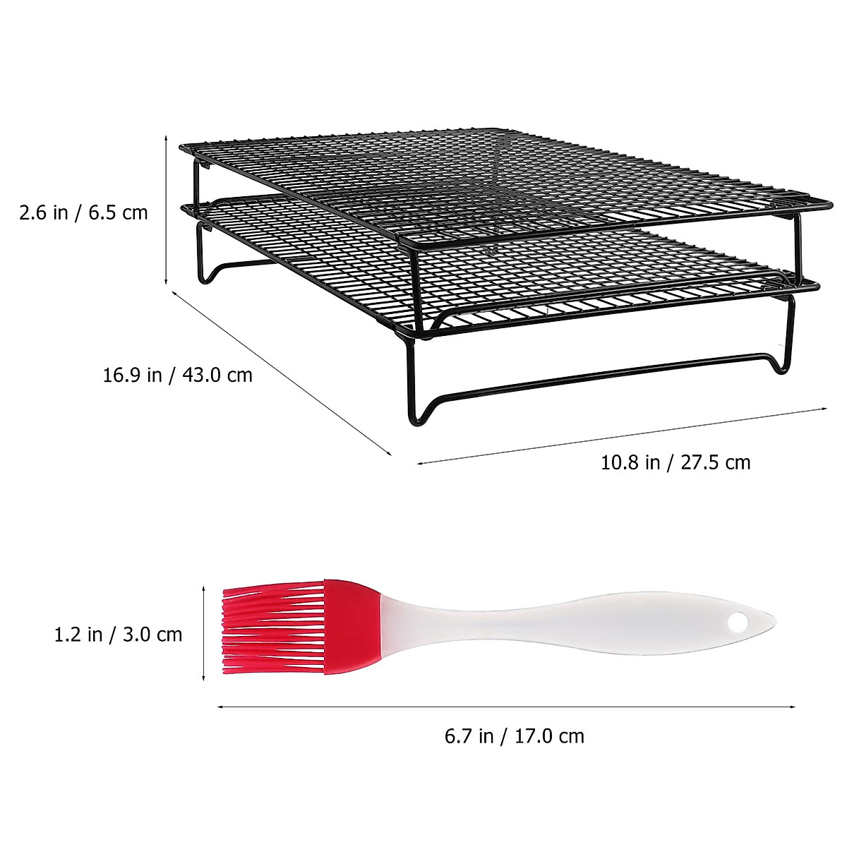 Luxshiny Baking Rack Stackable Cooling Rack, 2 Tier Cooling Racks with Brush for Cooking and Baking, Cookie Cooling Rack Baking Racks, Drying Racks Baking Supplies