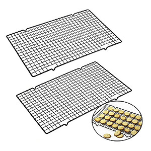 NatureMan Set of 2 Baking Cooling Rack, 16" x 10"Nonstick Wire Baking Rack，for Cooking, Roasting, Grilling, Easy to Clean