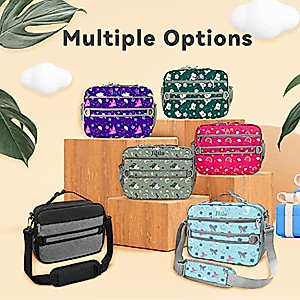Jiltlu Kids Insulated Lunch Bags, Boys Girls Expandable Lunch Box Reusable Leakproof Portable with Removable Shoulder Strap for School Office Picnic-Olive Green-Dino