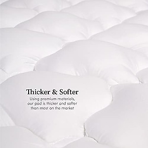 ExceptionalSheets Pillow Top Mattress Pad | Found in Marriott Hotels with Fitted Skirt and 18" Deep Pockets | Supportive Pillowtop Mattress Pad Cover with Additional Layer of Cluster Fiber | Queen