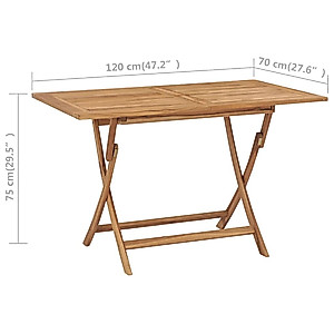 CUSON Garden Table Outdoor with Umbrella Hole | Folding Wooden Patio Dining Table | Foldable Rectangular Table for Backyard, Garden, Poolside, Balcony | Brown Solid Teak Wood 47.2"x 27.6" x 29.5"