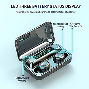 VOLTSTECH TWS Wireless F9-5 Earphone Bluetooth 5.1 Earphones HiFi Stereo Headset Noise-Cancelling Touch Control Mini Earbuds Headphones Built-in HD Mic with Charging Case, Black