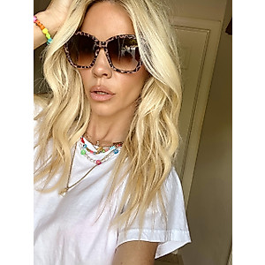 DIFF Becky II Designer Oversized Cat Eye Sunglasses for Women UV400 Protection, Leopard Tortoise + Brown