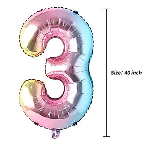 40 inch Rainbow Gradient Colorful Big Size Number Foil Helium Balloons Birthday Party Celebration Decoration Large globos (40 inch Rainbow 3)