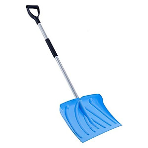 Superio Plastic Snow Shovel 18" Wide Snow Shovel for Driveway Heavy Duty Snow Shovel Snow Removal Snow Pusher Shovel with 51" Metal Handle (Blue, 2 Pack)