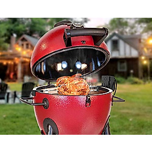 Skyflame Stainless Steel Rotisserie Kit with Heavy Duty Rotisery Motor & Accessories - Compatible with Large BGE | Kamado Joe | Pit Boss & Other Outer Diameter 21.5"-23", 28"-29.5" Ceramic Grill