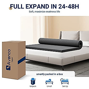 Avenco Gel Memory Foam Mattress Topper, Full Size Mattress Topper 2 Inch, Cooling Mattress Topper Full Size Bed with Breathable, Gel-Infused CertiPUR-US Foam for Pressure-Relief, Grey (AC-T5FM05)