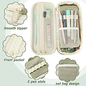 Teling 37 Pcs Aesthetic School Supplies Includes Cute Pencil Case 12 Pcs 0.5 Mm/ 0.7 mm Mechanical Pencil 4 Pcs Erasers 8 Tubes Pencil Refills 12 Pcs Cute Highlighters for Girls School (Light Green)