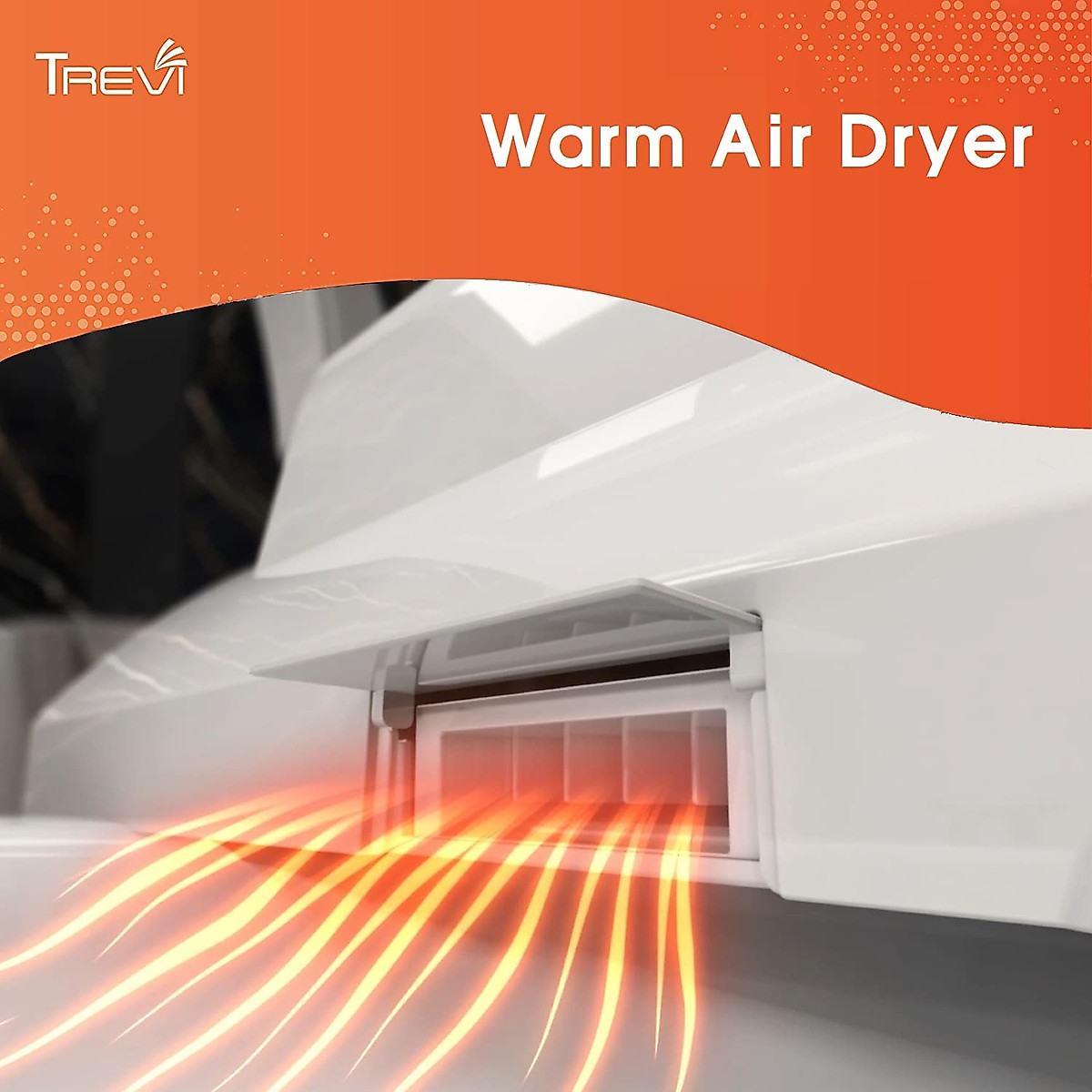 TREVI Bidet Toilet Seat, Elongated White Seat Sleek Design, Warm Air Dryer, Rear & Front Wash, Stainless Steel Nozzle, Nozzle Self-Cleaning, Nozzle Oscillation and Pulse, Korea Made AB210