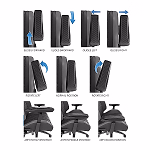 Atlantic Dardashti Gaming/Executive Chair –Molded Cold-Cure Foam, ANSI/BIFMA X5.1 Tested, Class-4 Heavy-Duty Gas Piston, 350 lbs. Weight Load, 8-Way Arm Rests, PN 78050356 – Black and Midnight