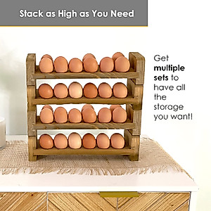 Gui's Chicken Coop Egg Holder - Countertop Stackable Egg Rack For Fresh Eggs - Rustic Kitchen Decor (Double Rack)
